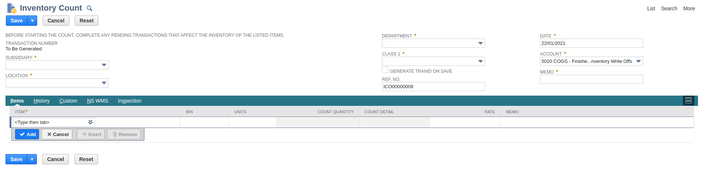 ADD column Field in inventory count form — NetSuite Community