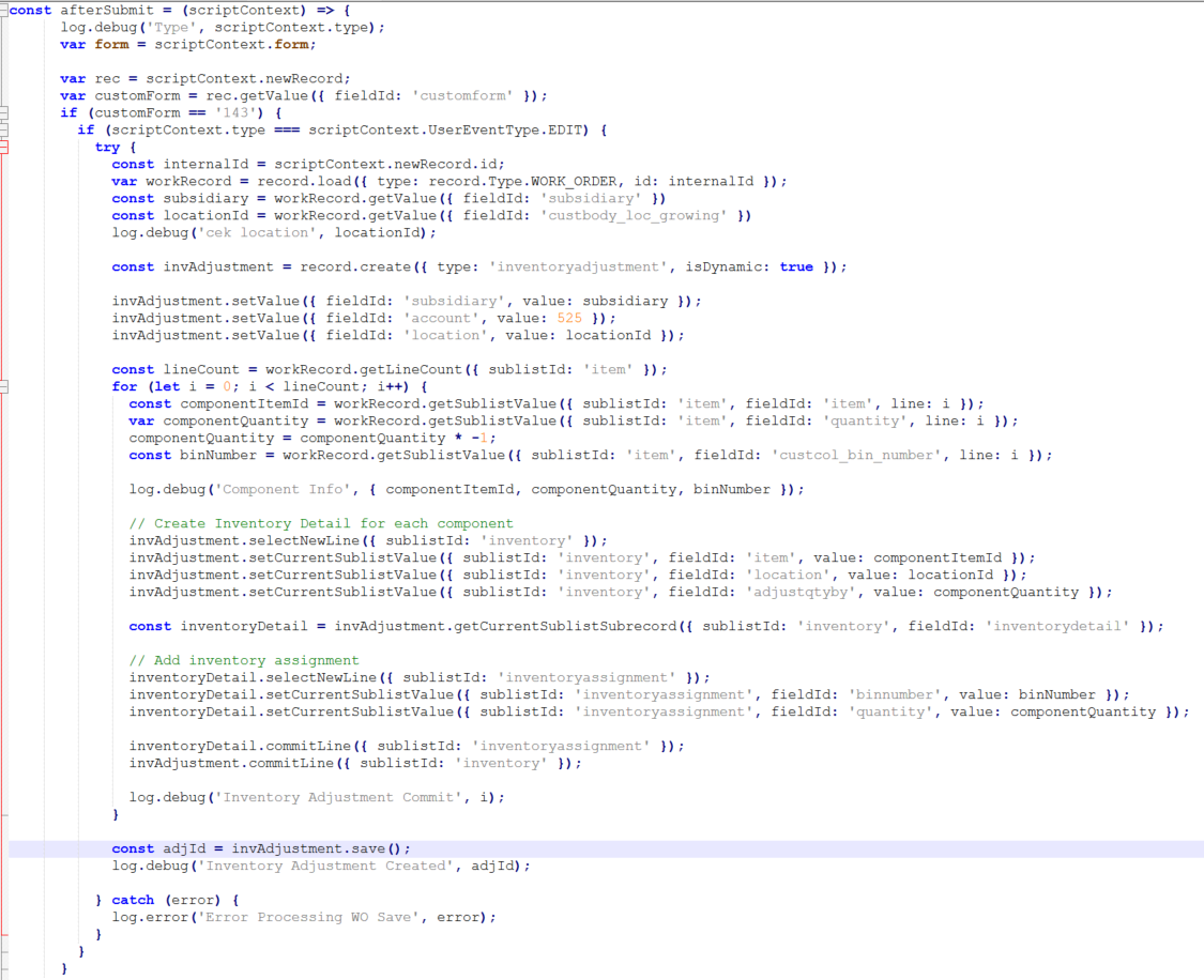 Unexpected Error When Creating Inventory Adjustment Using Suitescript — Netsuite Community