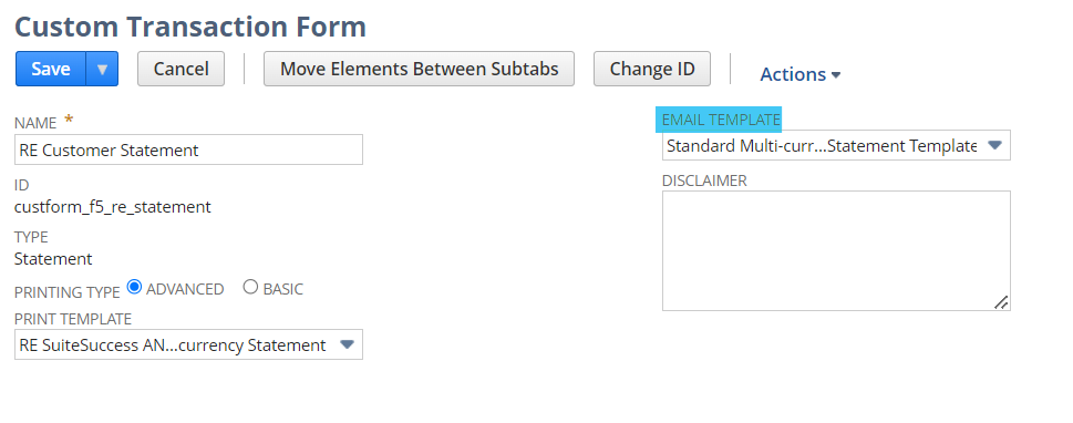 Adding Statement Email Template to Statement Transaction form — NetSuite Community