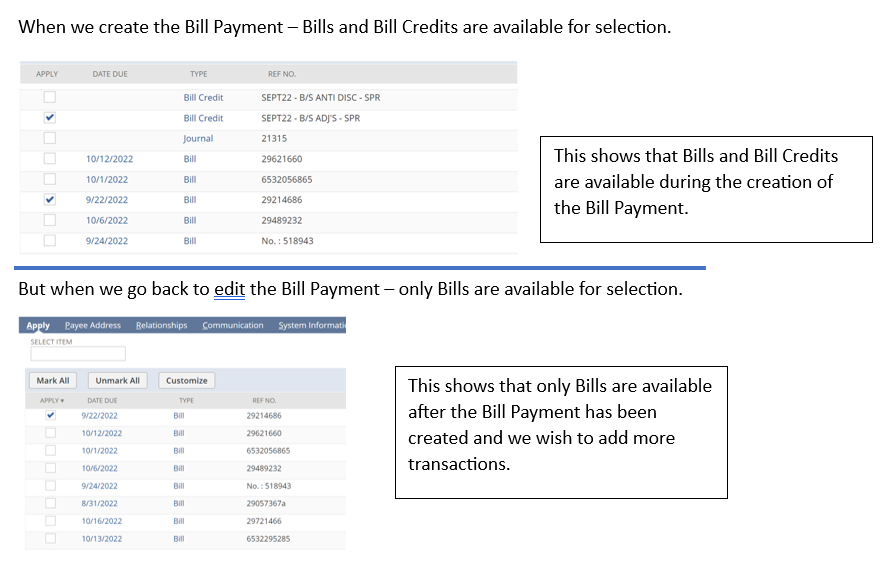 How to resolve Bill Payment - Not able to add Credits in Edit Mode ...