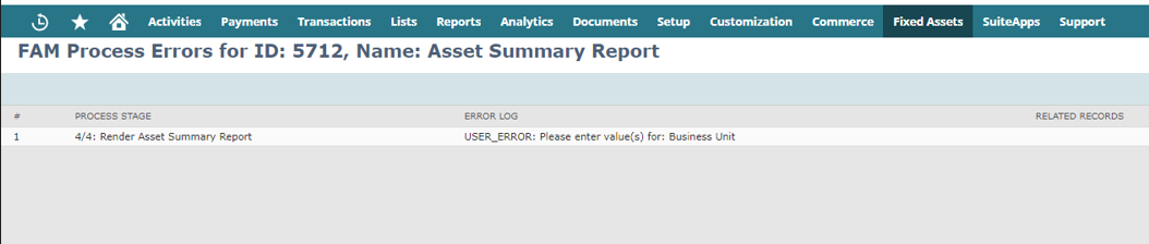 Why The Mandatory Custom Segment Causing Errors In Fixed Asset Module — Netsuite Community