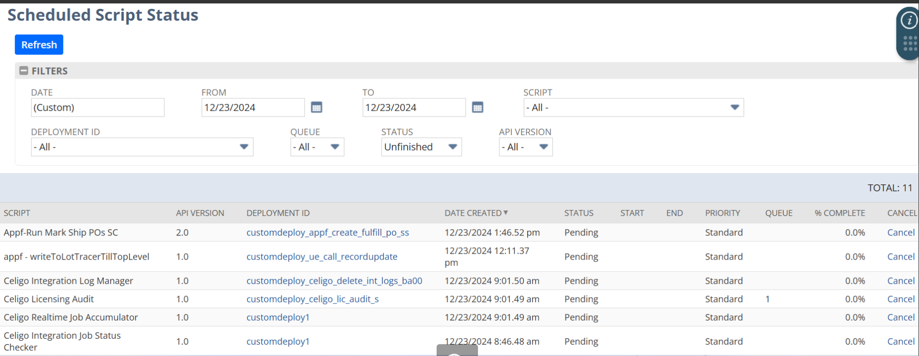 Scheduled Scripts Stuck in Pending — NetSuite Community