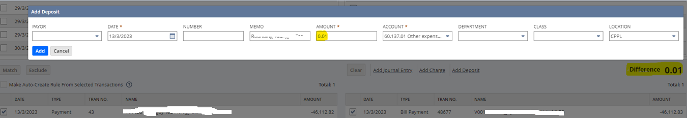 How to Auto match 1 cent difference in Bank Reconciliation? — NetSuite ...