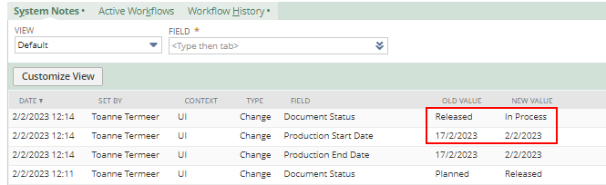 What is the normal behavior of the Production End Date when using ...