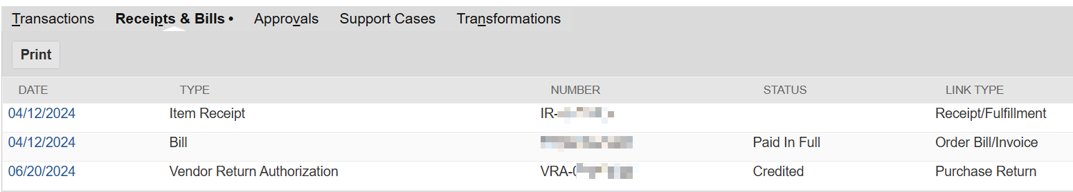 Can you Manually link a Vendor Return Authorization (VRA) to a Purchase ...