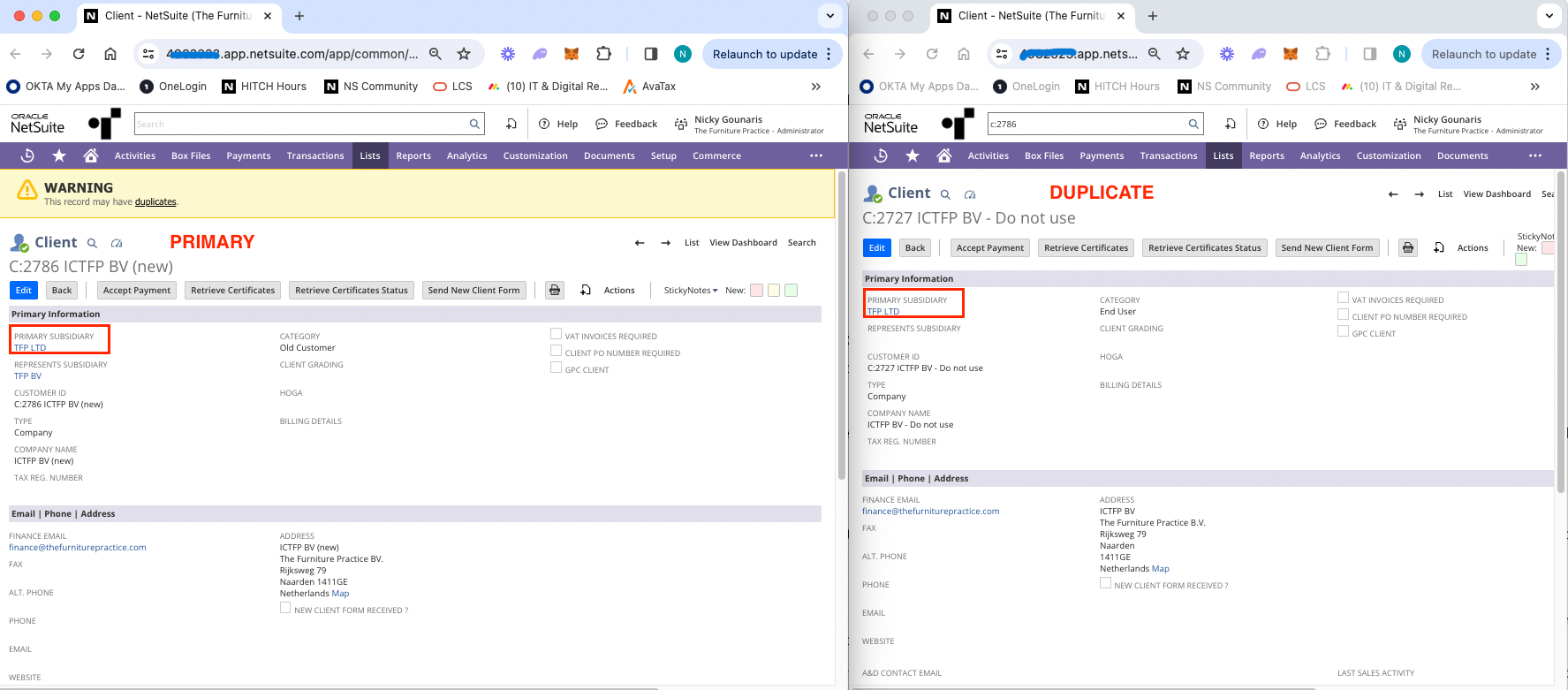 Error When Merging Customer Records — Netsuite Community