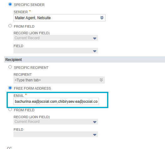 workflow send email action multiple recipients employee record no email — NetSuite Community