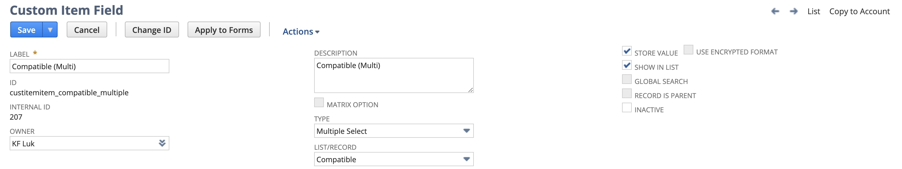 Inventory Item with Multiple select field filter — NetSuite Community