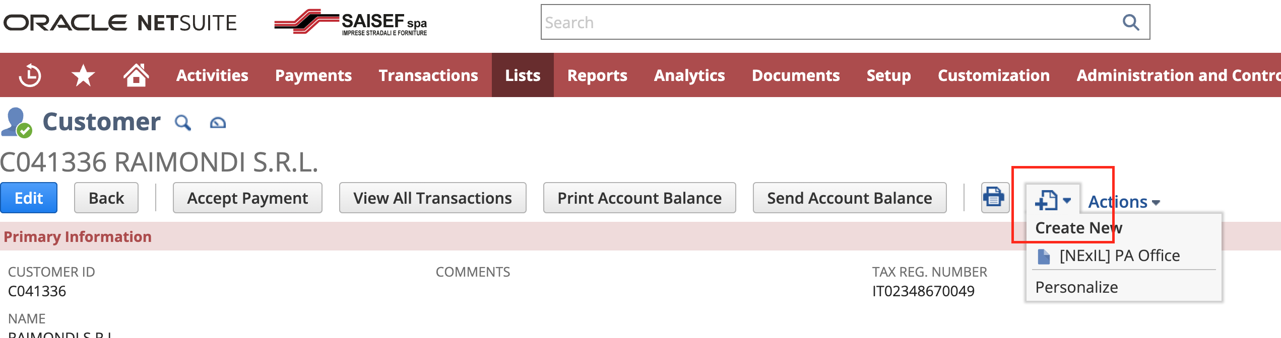 How to add links to the Create New Bar in Customer forms? — NetSuite Community