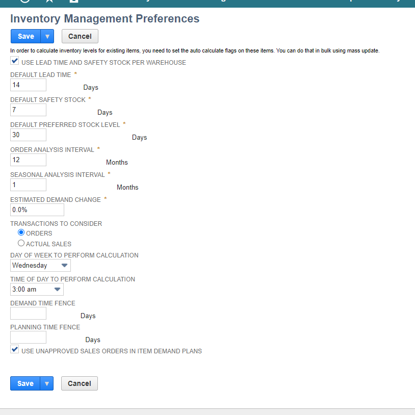 Reorder Point And Preferred Wrong Calculation — Oracle Netsuite