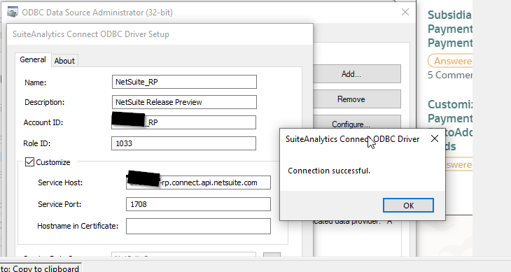SuiteAnalytics Connect: How to resolve ODBC error when connecting to NetSuite Release Preview ...