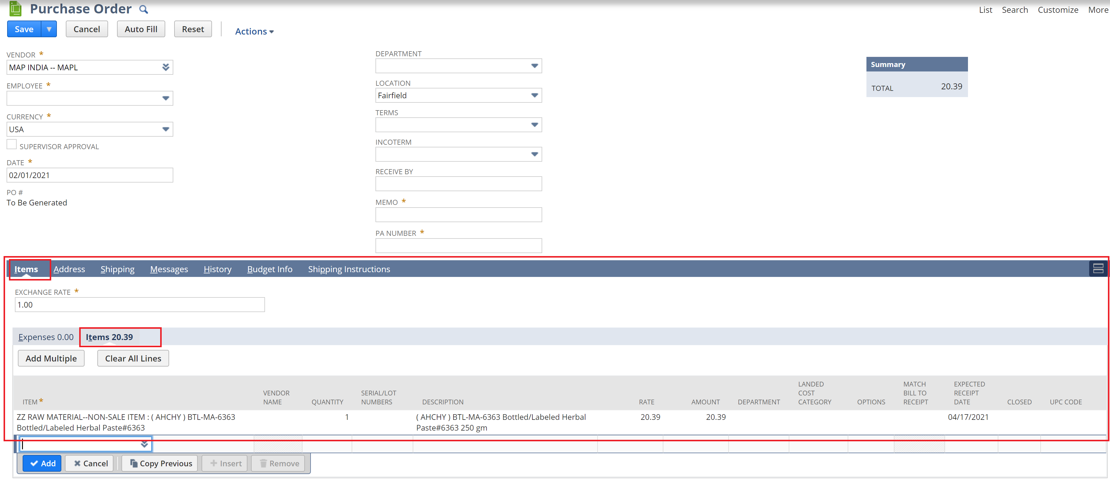 How to display the items in the Purchase Order in the saved search ...