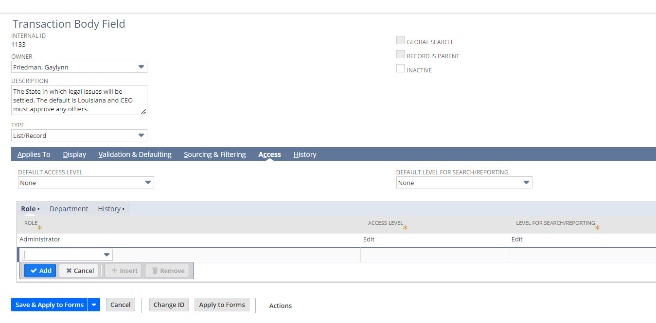 Custom Transaction Body Field Admin Access Only — Netsuite Community 4810