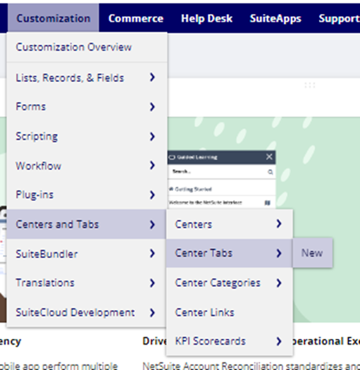 New To NetSuite | Custom Centers: Center Tabs — NetSuite Community