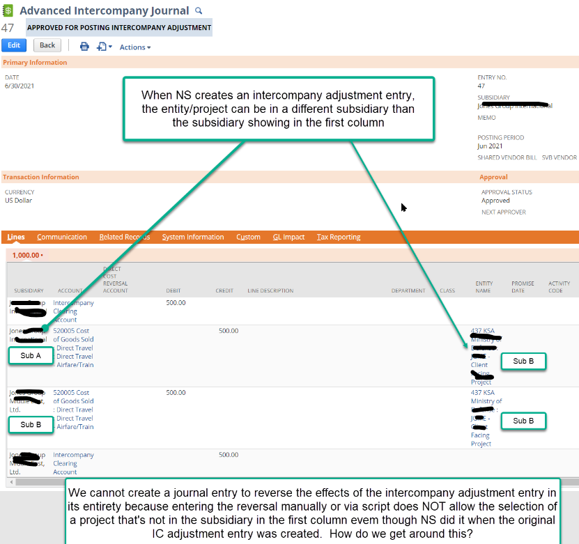 reversing an intercompany adjustment journal entry — NetSuite Community