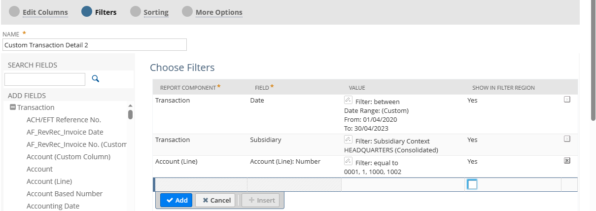 How to easily filter Account Number in General Ledger and Transaction ...