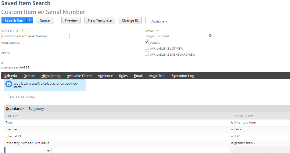 Item with Serial Number — NetSuite Community