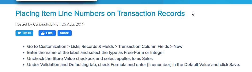 Journal Entry Line Sequence Number Custom Column — Netsuite Community