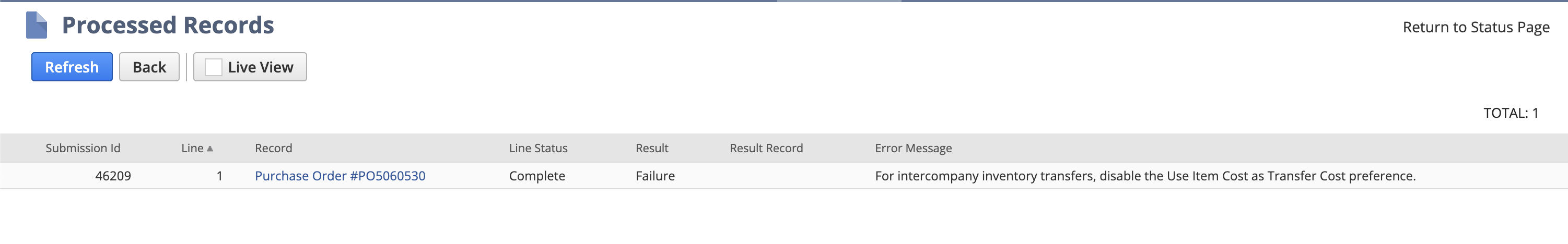 Getting error from sales order processing for intercompany PO ...