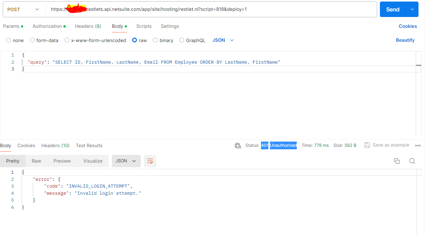 Suite API error(Invalid Login Attempt) while accessing it in Postman ... Suite API error(Invalid Login Attempt) while accessing it in Postman ...