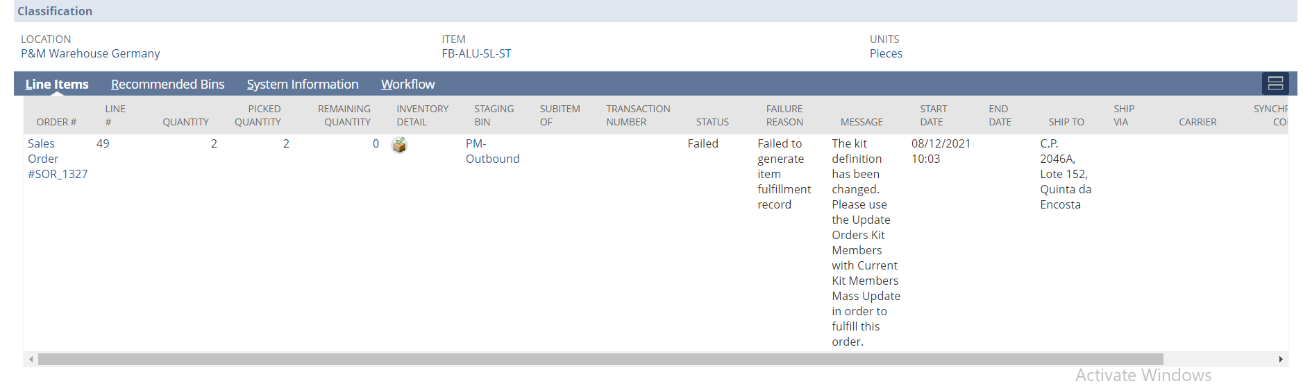 Failed line in the wave process in WMS — NetSuite Community