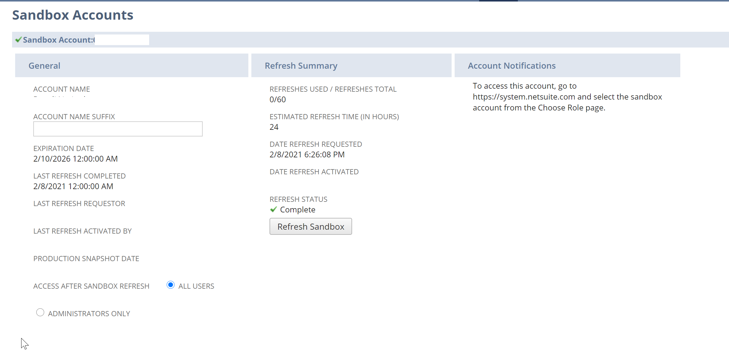 Activating the Sandbox Account — NetSuite Community