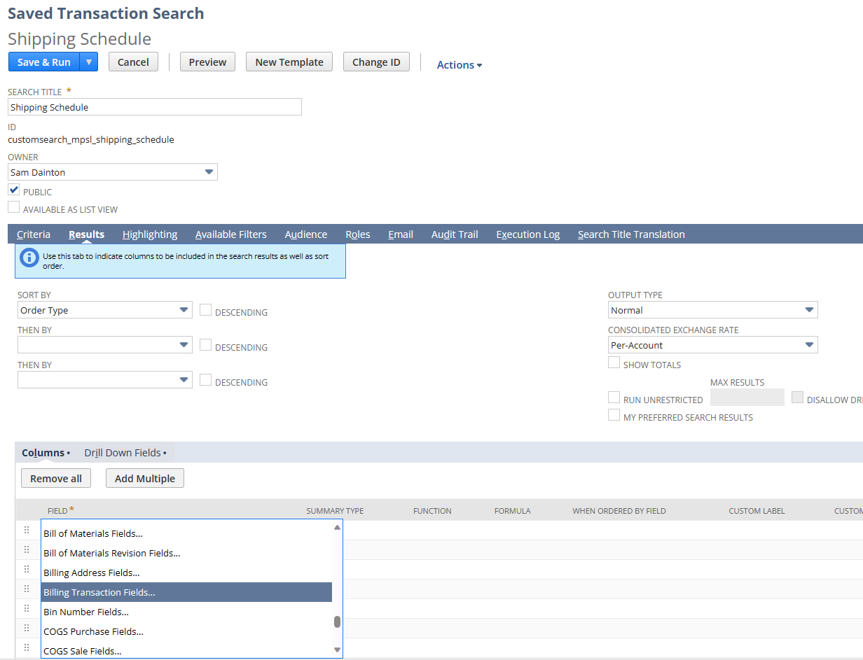 Saved Transaction Search: How can I show the bill related to the PO ...