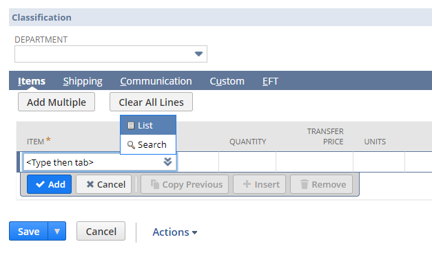 Item Drop Down In Transfer Order Is Missing Functionality — Netsuite 3957