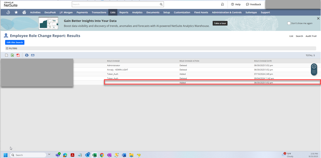 Role Change Report - Blank Role Change — NetSuite Community