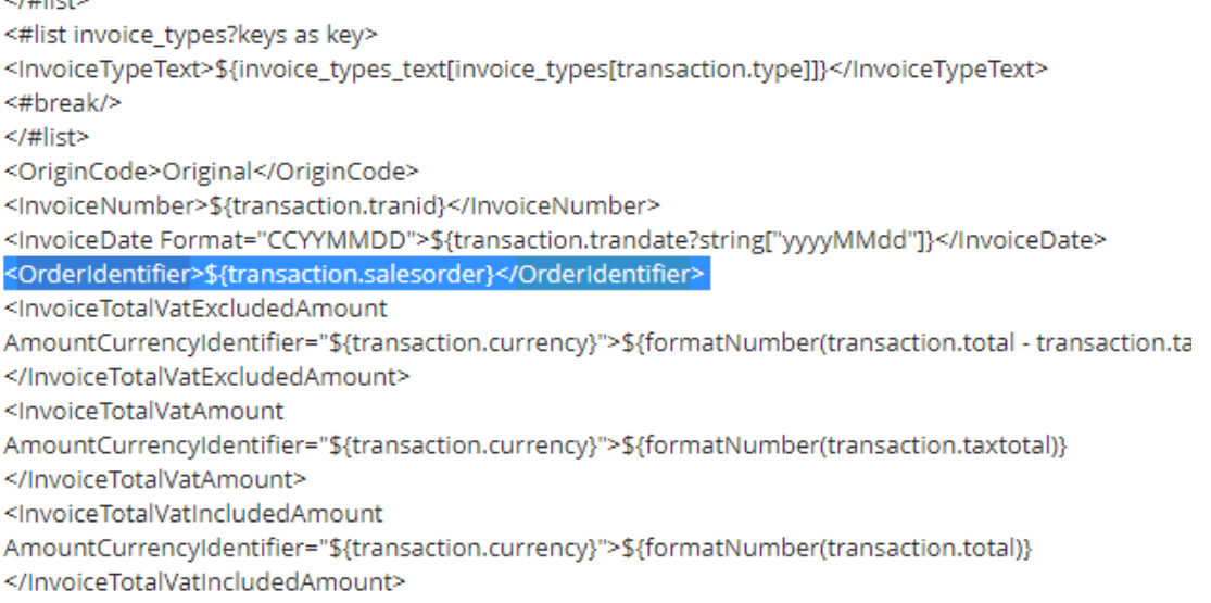 How to add PO# to AR invoice xml file (Finvoice)? — NetSuite Community