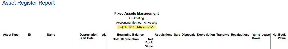 Why are the disposed Fixed Assets still showing in the Asset Register Report? — NetSuite Community