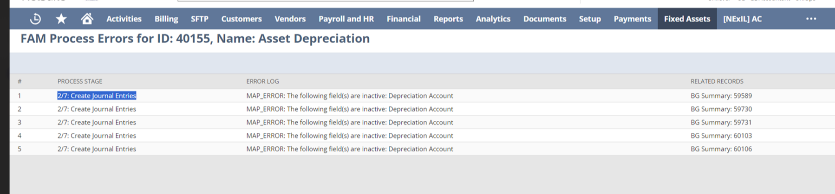 Hi Guys, How to resolve depreciation run error — NetSuite Community