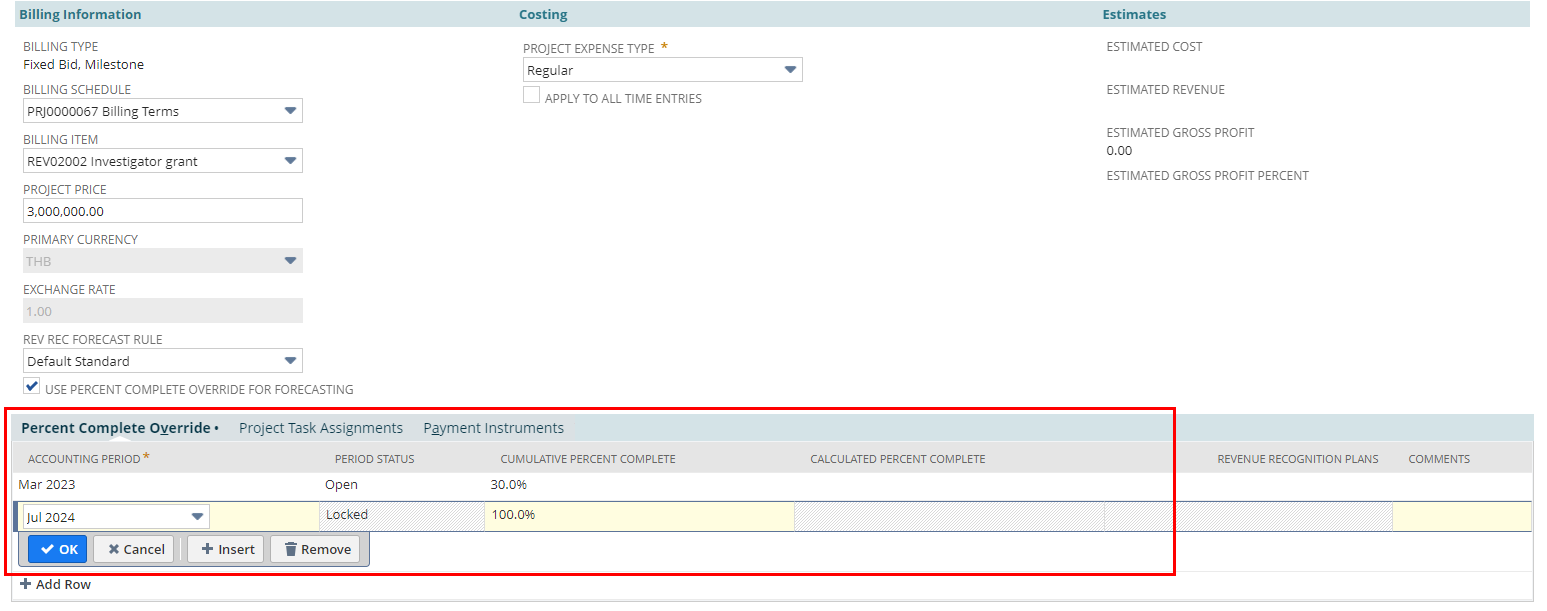 Percent Complete Project Revenue, and how to correct period and ...