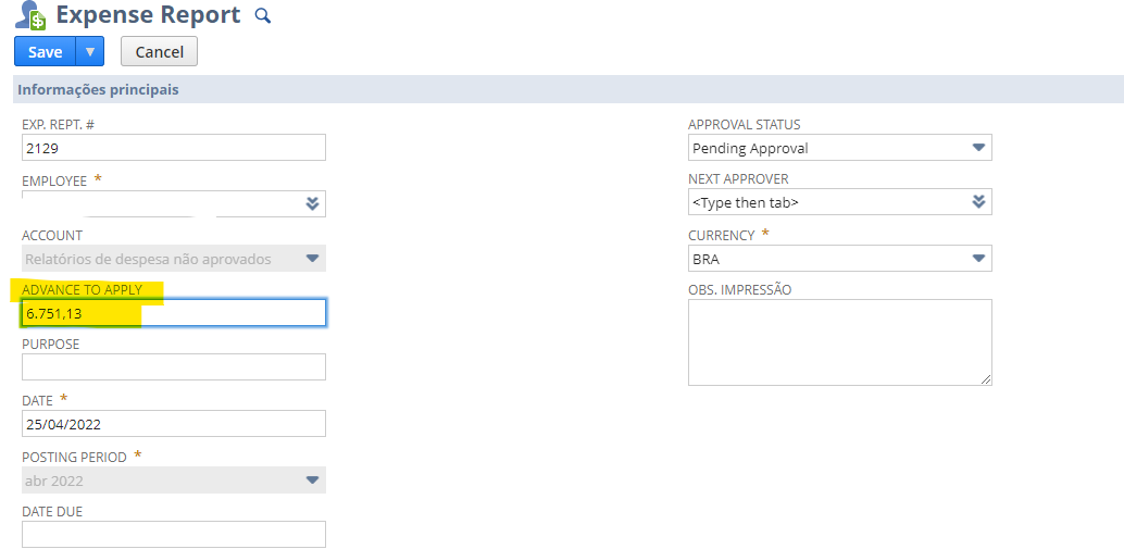 Expense Report Advance To Apply Oracle NetSuite Support Community