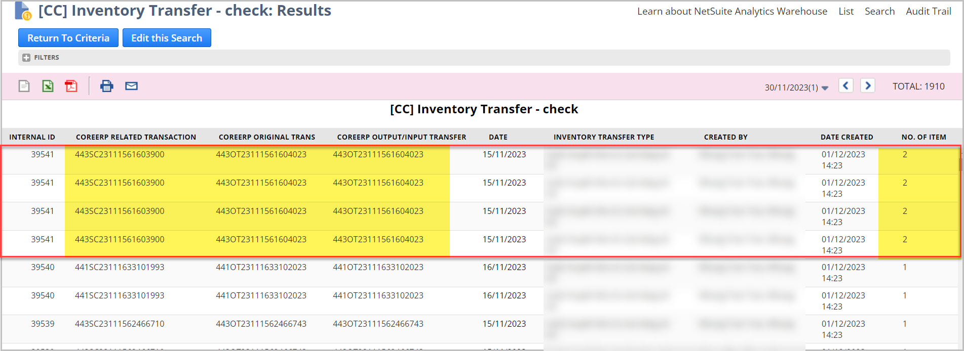 How to count the number of items on Inventory Transfer — NetSuite Community
