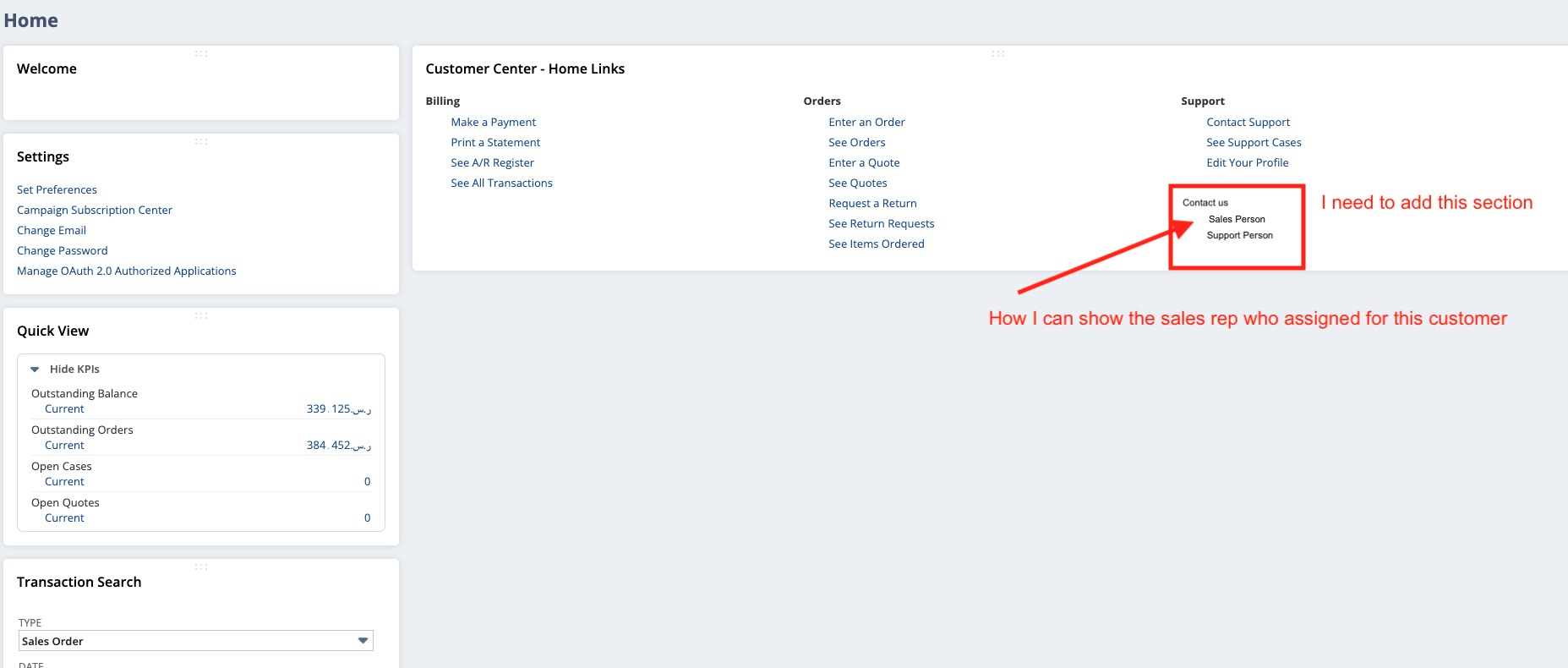 How to display sales rep and support rep on customer dashboard ...