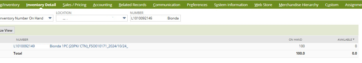 Items having on hand quantity but with zero available — NetSuite Community