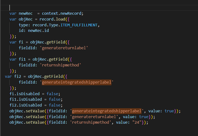 How change return ship via and integrated return label fields in IF — NetSuite Community