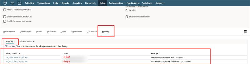 How to retrieve the role permission history like Date/Time and User ...