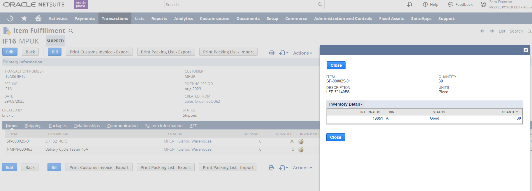 You cannot receive more items than you shipped for an intercompany ...