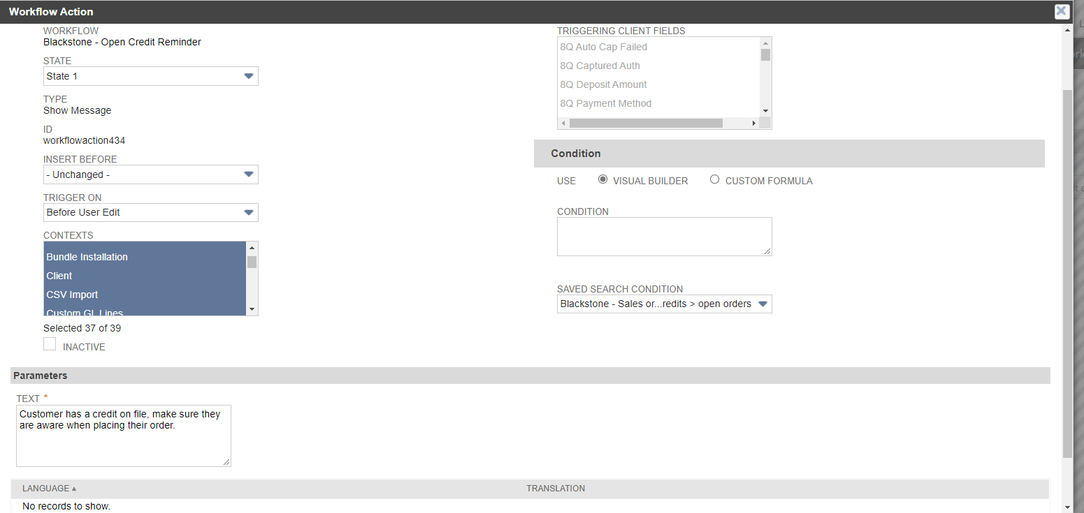 How to set up a Workflow that shows a reminder popup if a customer has unsettled credit ...