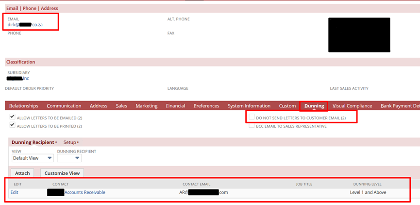 How to set up Dunning letters to be emailed correctly? — NetSuite Community