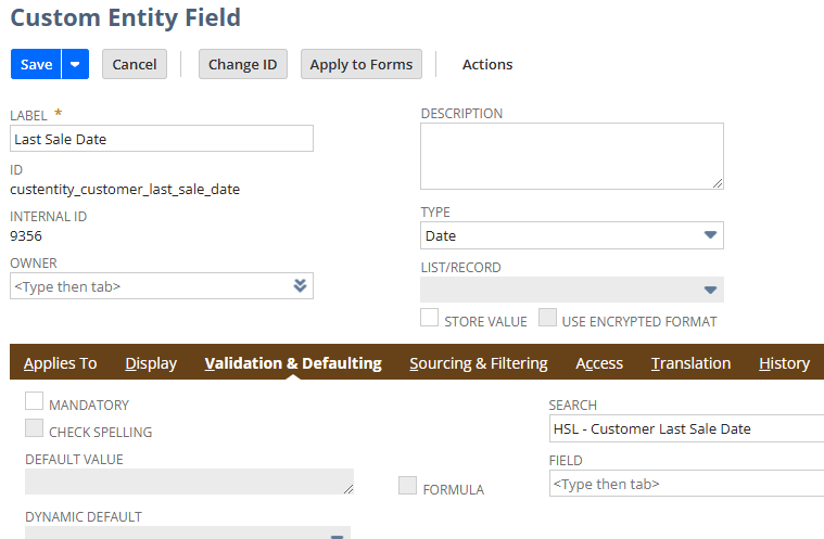 Custom Entity Field Defaulting From A Saved Search Not Displaying Value On Another Saved