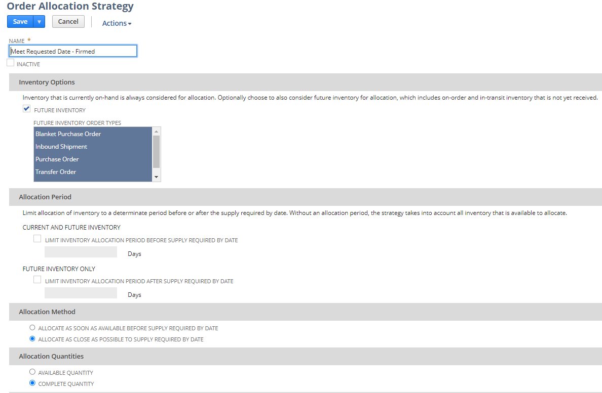 Allocate Orders Page Allows Committed Inventory with Firm Allocation to ...