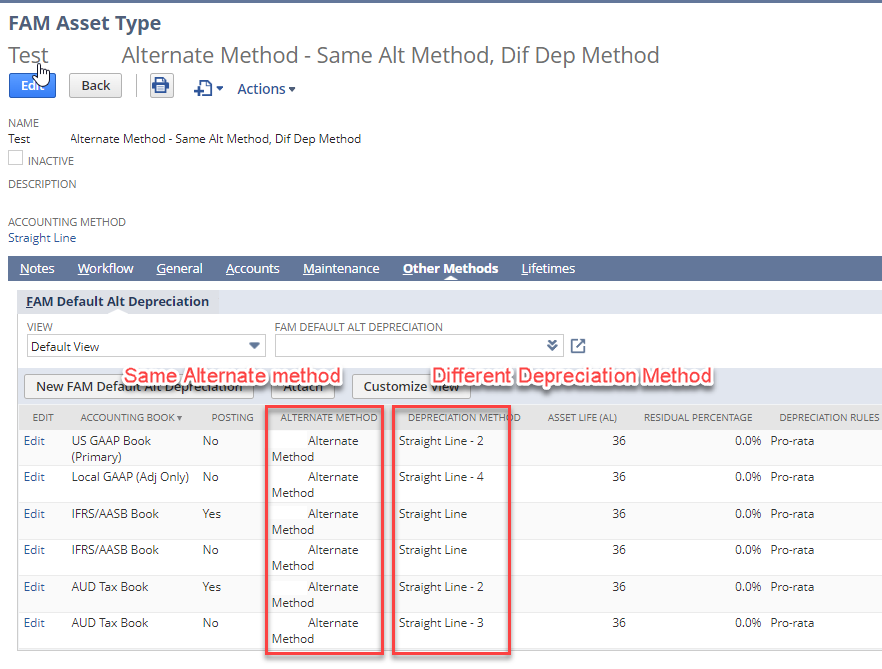 FAM - Same Alternate Method, Different Depreciation Method - For reports — NetSuite Community
