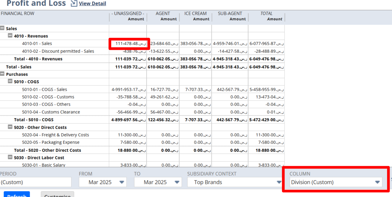 Divison (custom segment) not showing in profit and loss report — NetSuite Community