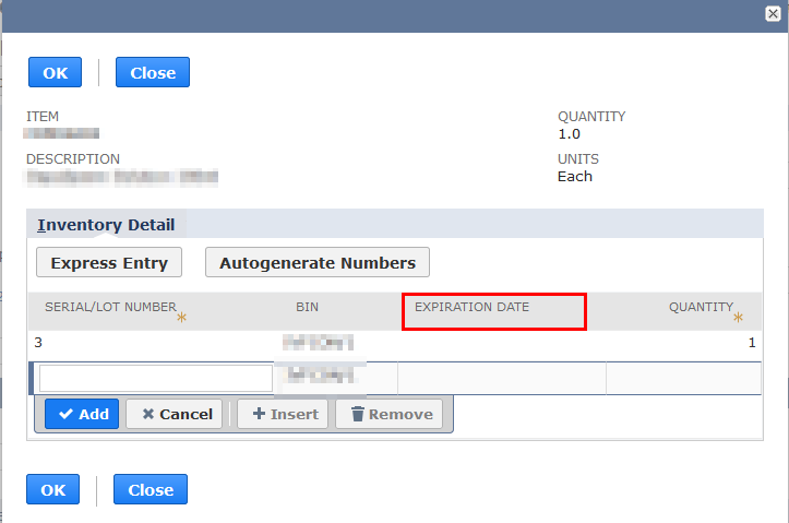 Expiry date mandatory on lot item receipt ? — NetSuite Community