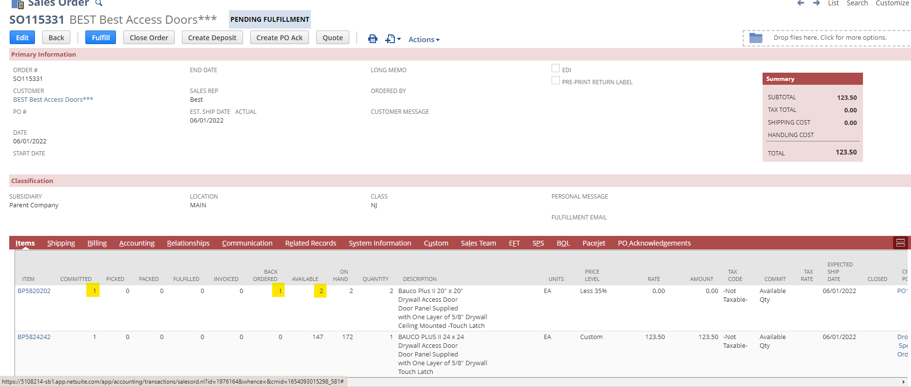 Item Does Not Auto Load When Its Attached To A Sales Order And Specific Po — Netsuite Community