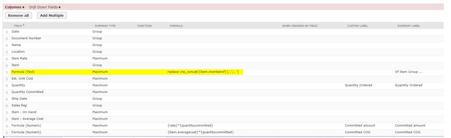 Saved Search that Shows Multiple Item Group of Member Items in One Line — NetSuite Community