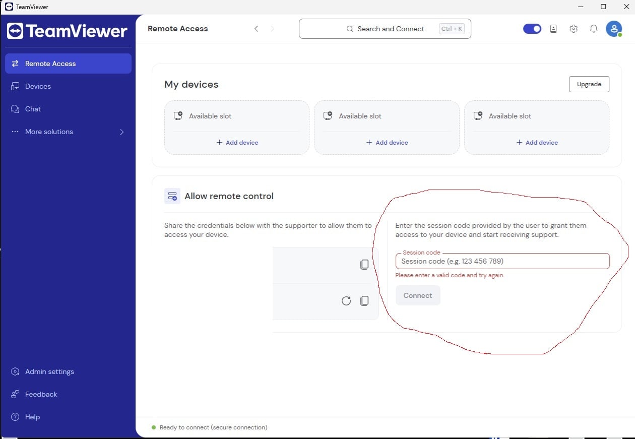 Problem connecting, message session code expired, why doesn't it work ...